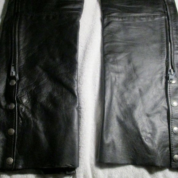 Jeans | Mens Black Leather Chaps With Legs Snaps And Zippers | Poshmark